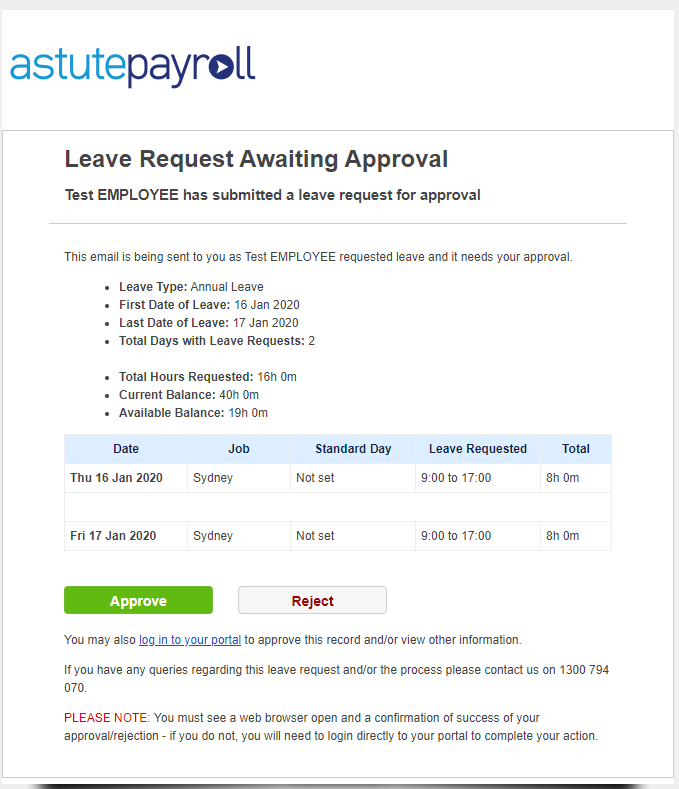 Approve a Leave Request [Approver] – Astute Payroll Help Centre